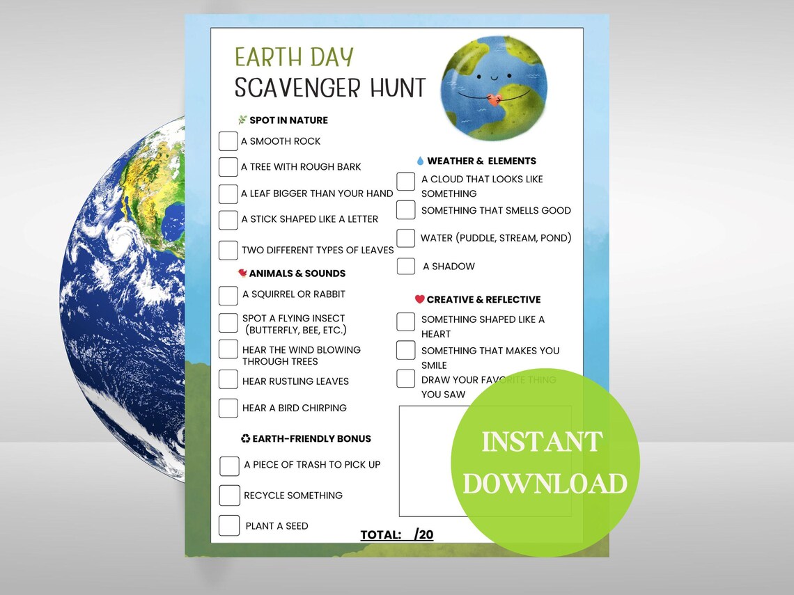 Earth Day Printable Scavenger Hunt Earth Day Scavenger Hunt Printable ...