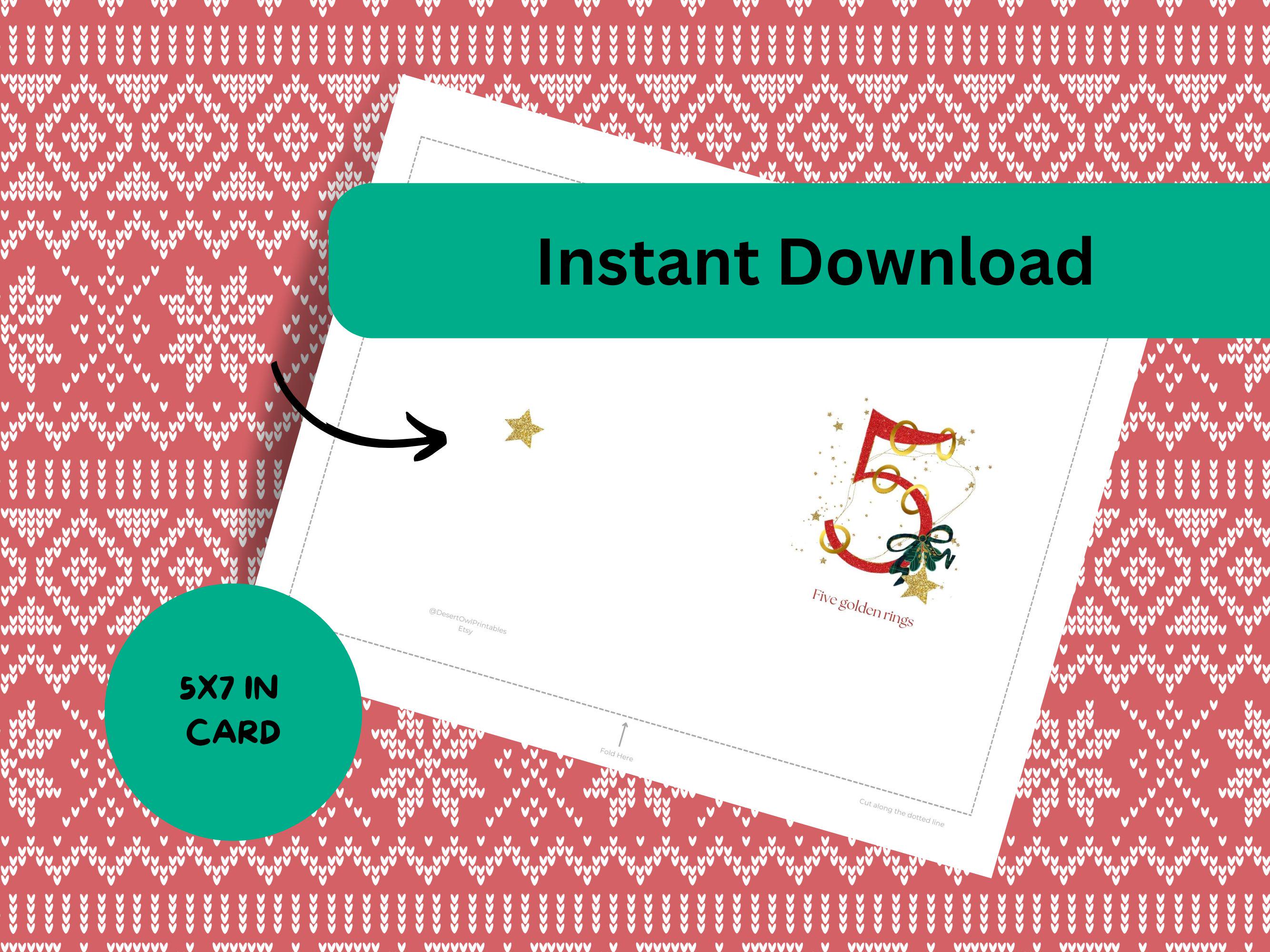 12 Days of Christmas Printable Card Bundle Unique Christmas Cards - Etsy