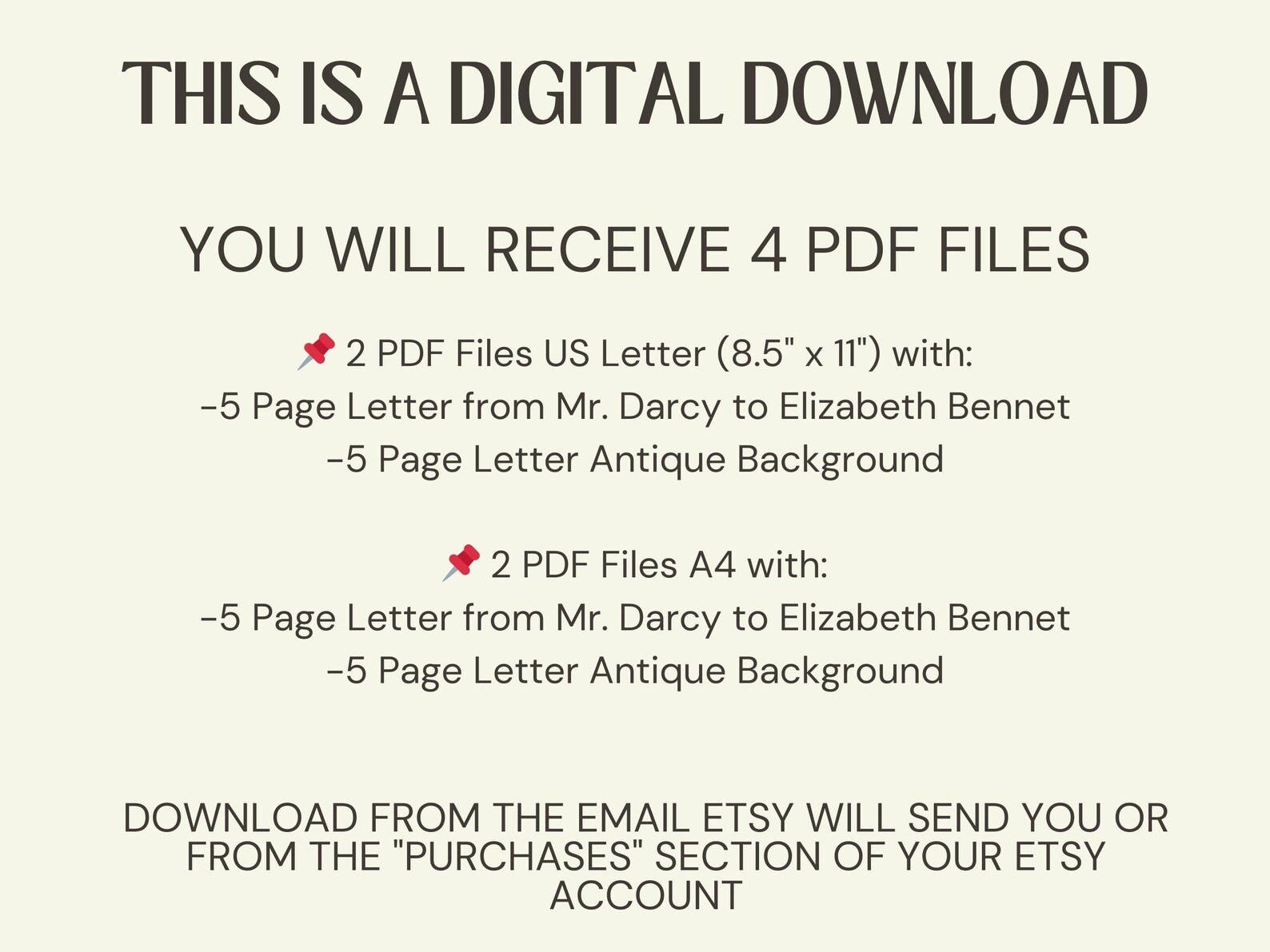Mr. Darcy's Letter Printable Pride and Prejudice Gift Jane Austen ...