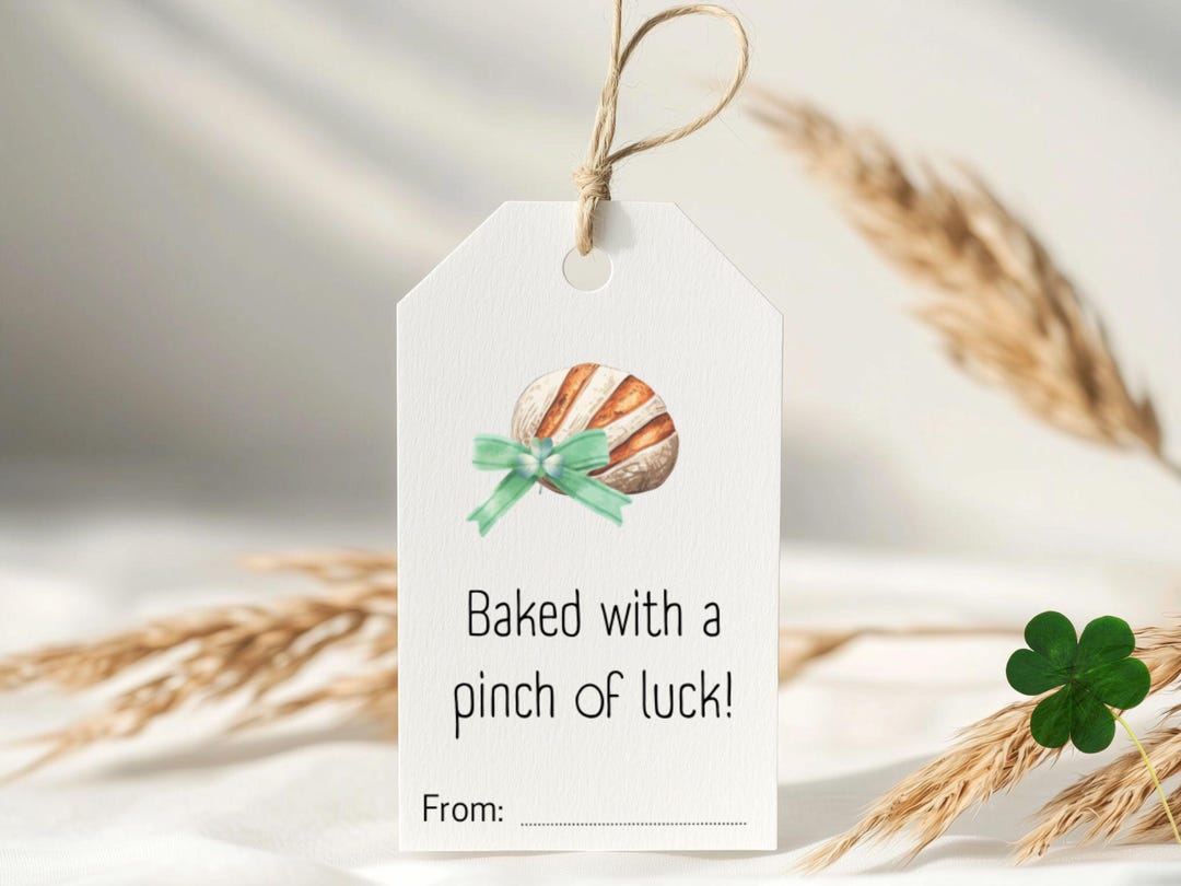 St. Patrick’s Day Bread Gift Tags Printable Lucky Shamrock Sourdough ...