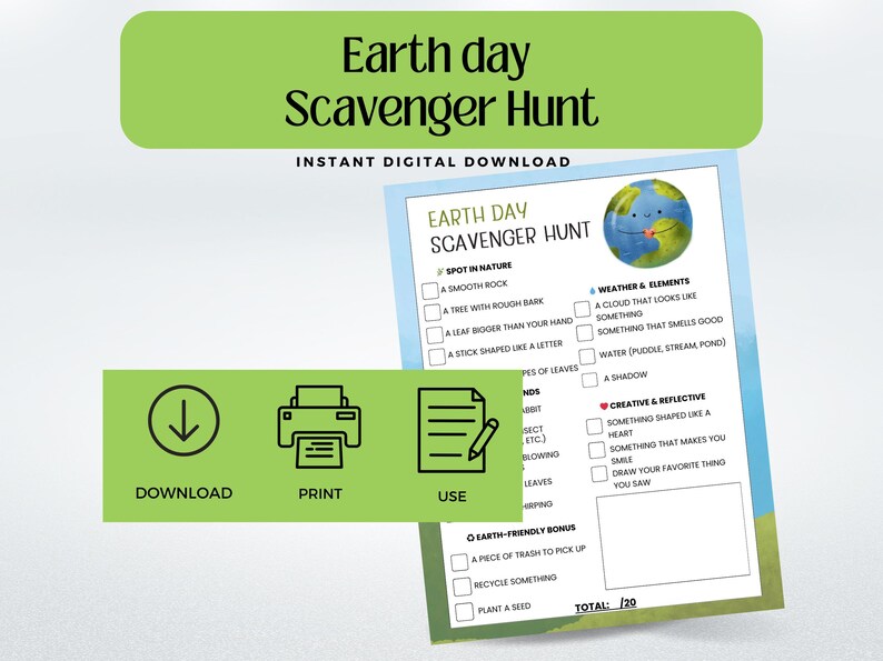 Earth Day Printable Scavenger Hunt Earth Day Scavenger Hunt Printable ...