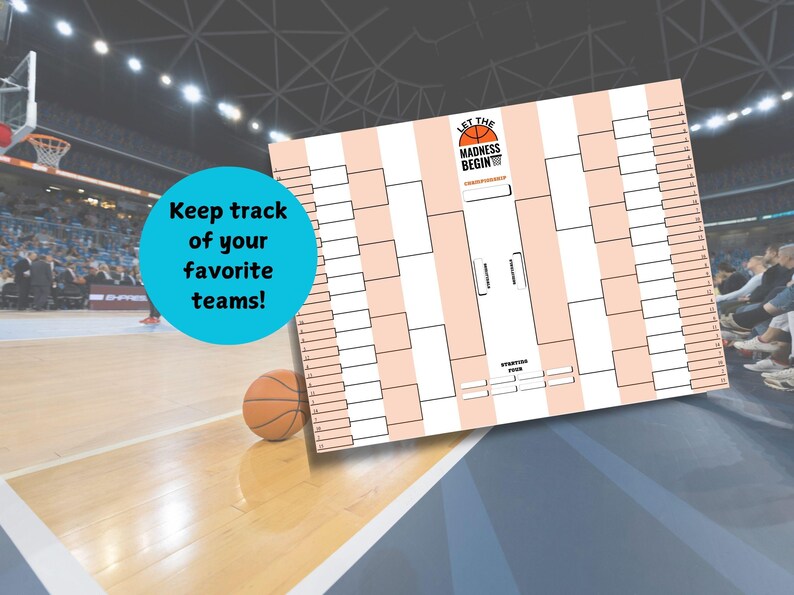 Basketball Madness Tournament Bracket Poster Printable College ...