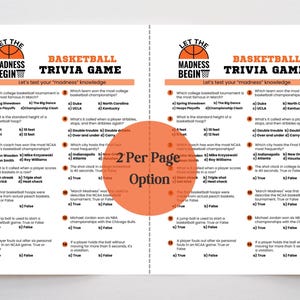 Basketball Madness Trivia Game Basketball Party Game March Basketball ...
