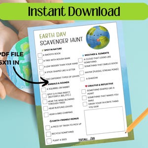 Earth Day Printable Scavenger Hunt Earth Day Scavenger Hunt Printable ...
