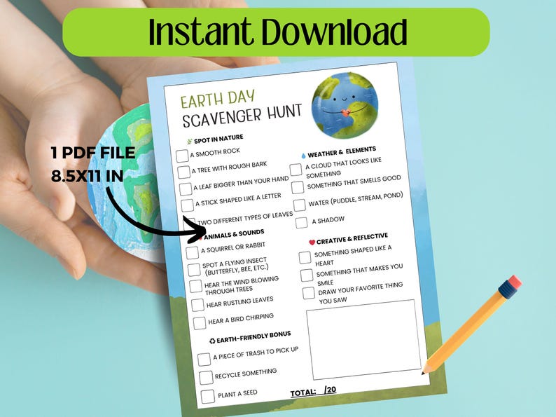 Earth Day Printable Scavenger Hunt Earth Day Scavenger Hunt Printable ...