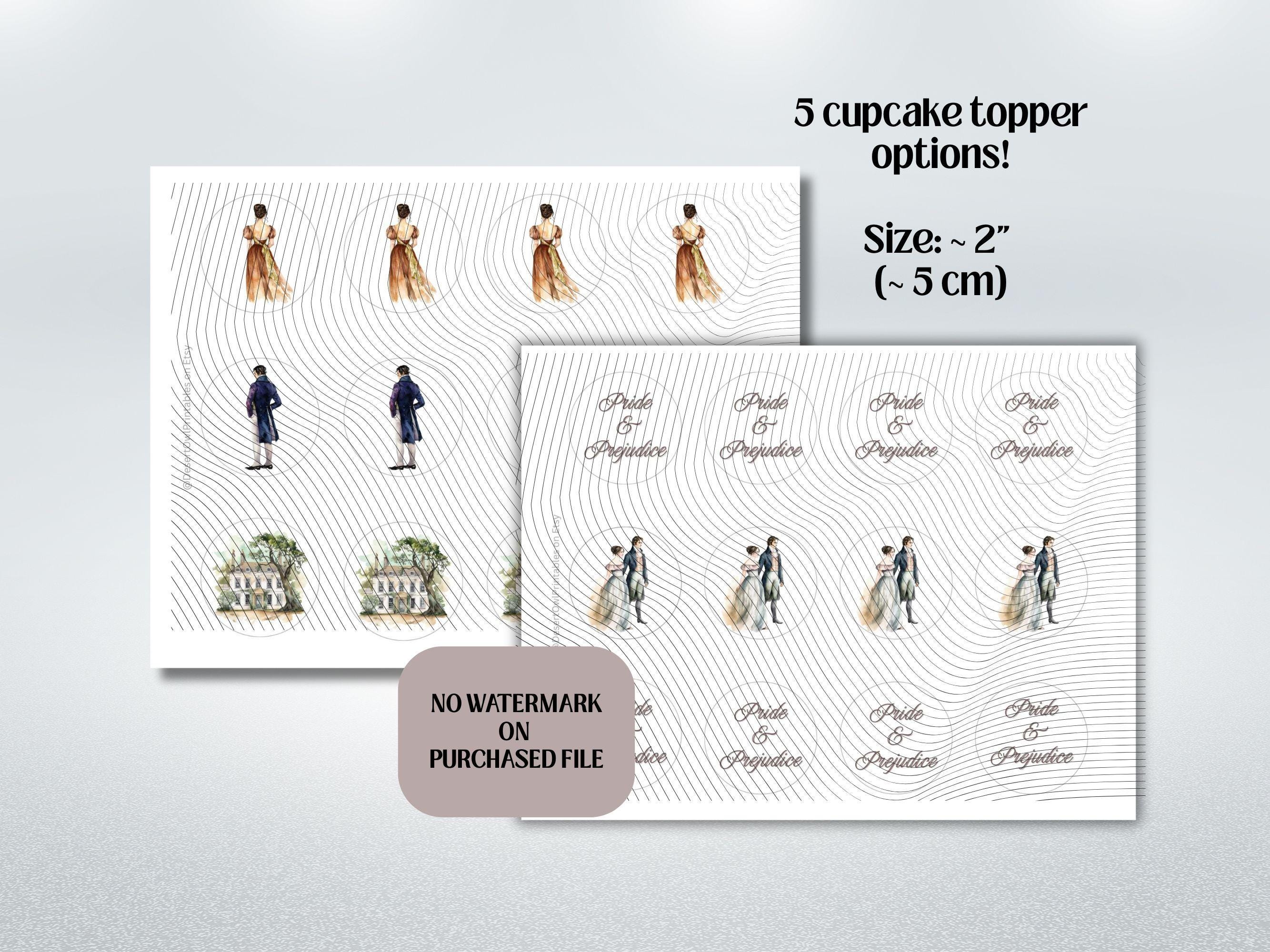 Pride and Prejudice Cupcake Toppers Printable Jane Austen Party Decor ...