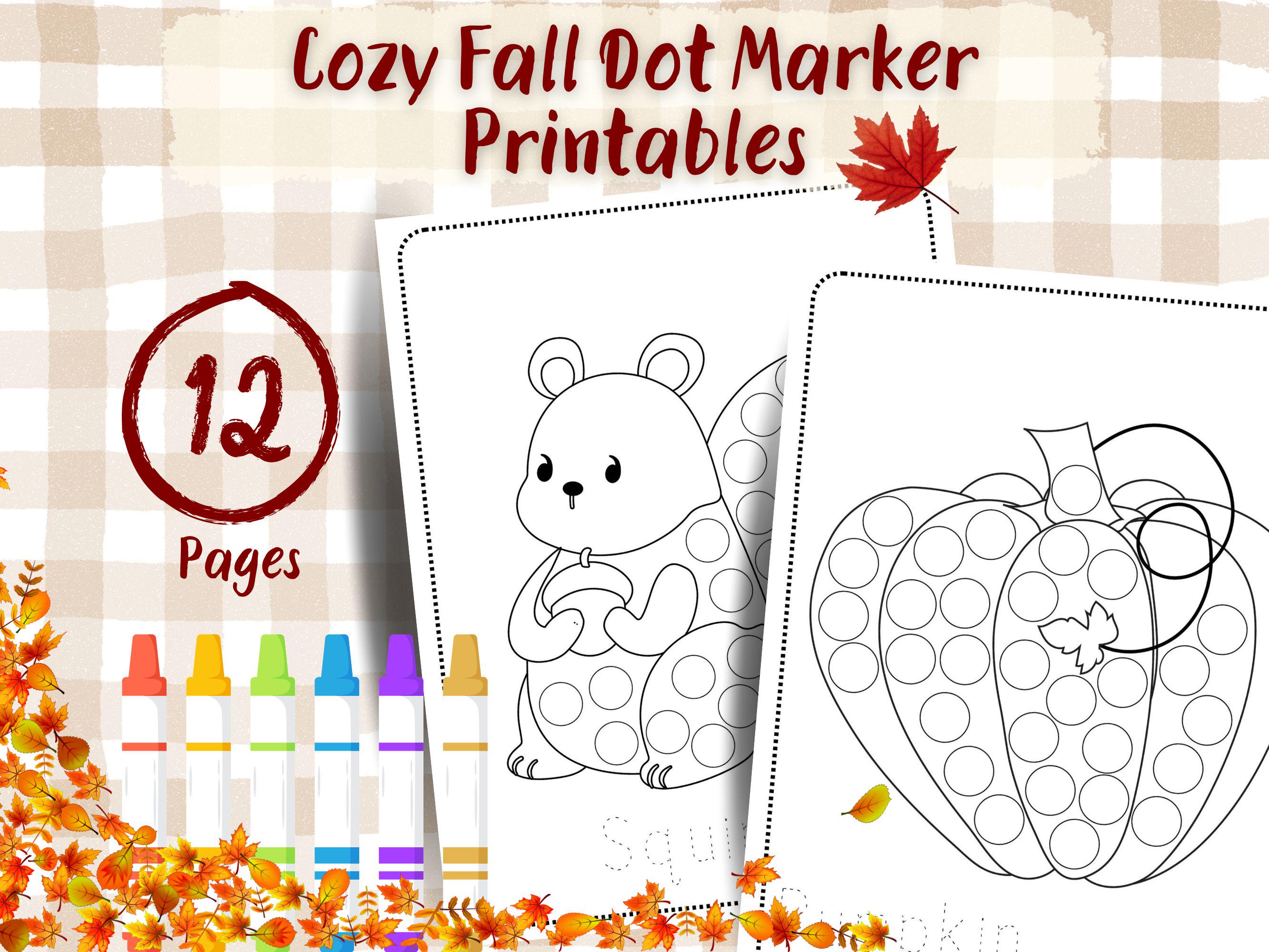 Fall Dot Marker Coloring Pages Activity - Etsy
