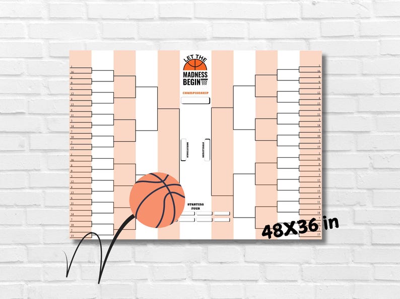 Basketball Madness Tournament Bracket Poster Printable College ...