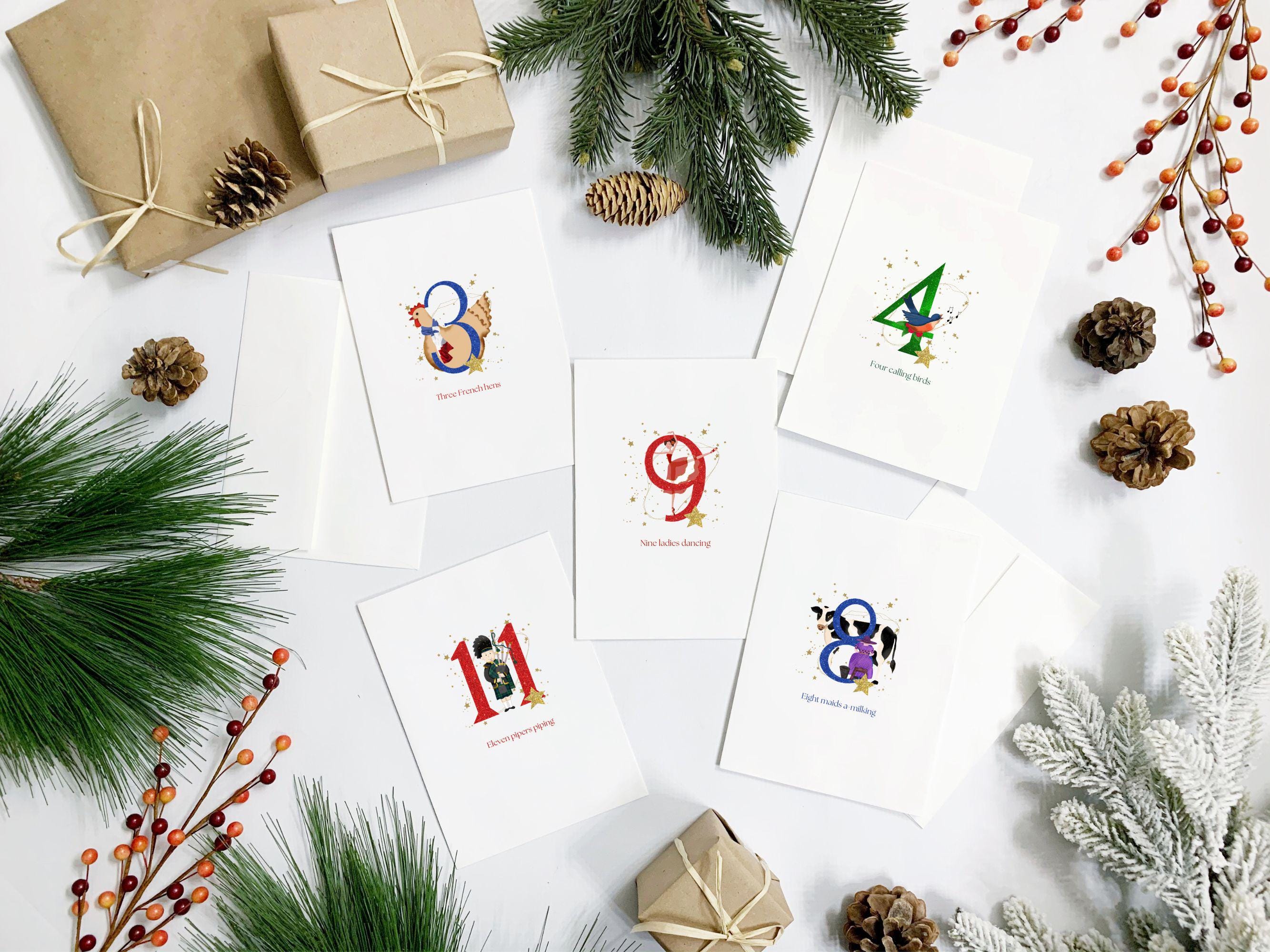 12 Days of Christmas Printable Card Bundle Unique Christmas Cards - Etsy