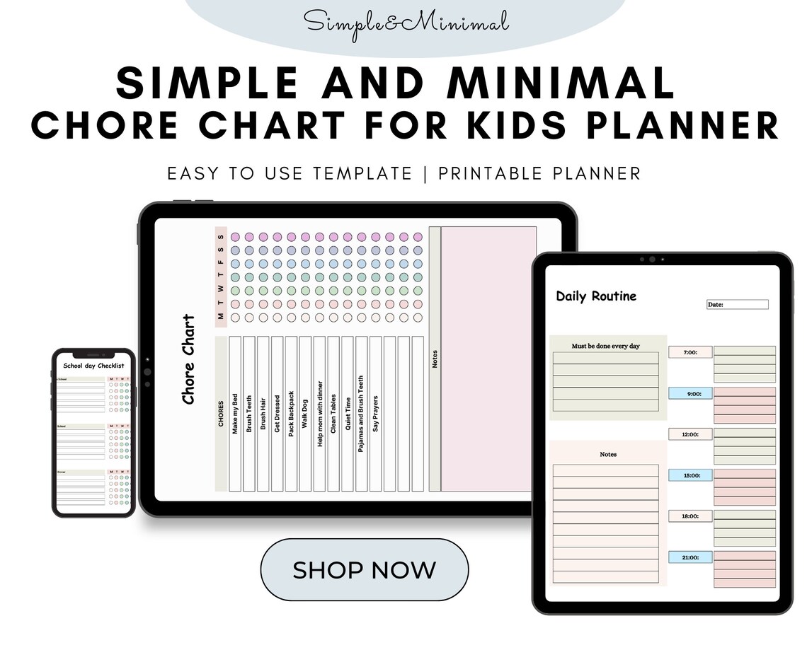 Chore Chart for Multiple Kids Daily Checklist Canva - Etsy