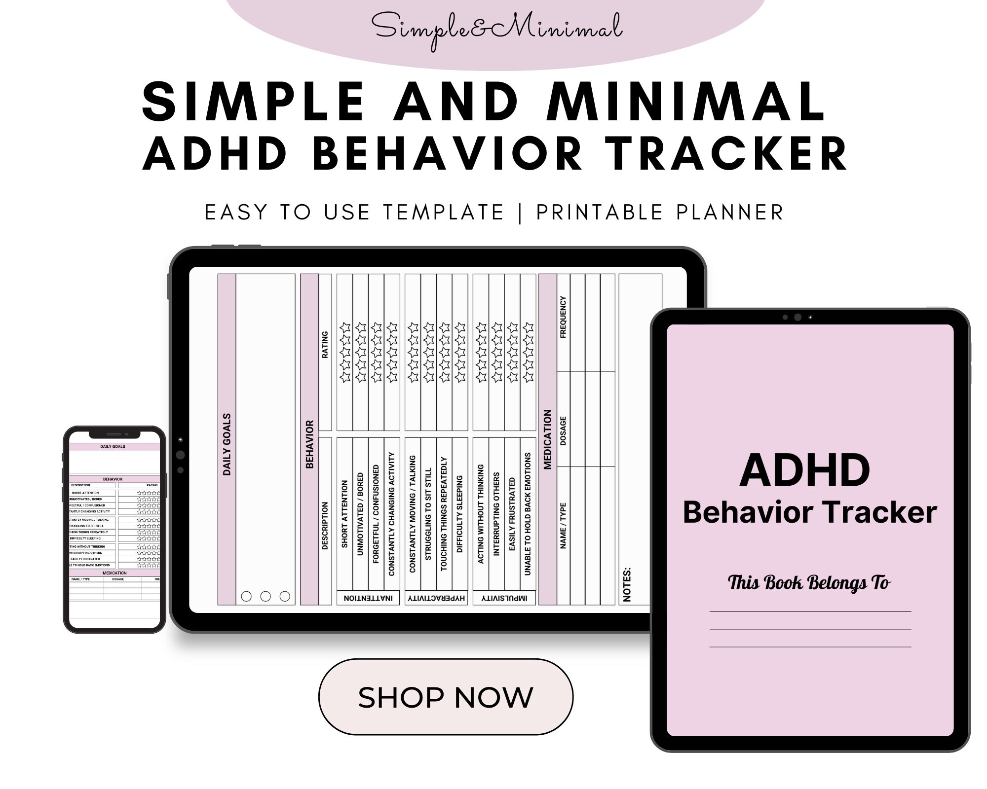 ADHD Behavior Tracker Printable, Daily Behavior Tracker, ADHD Symptom ...