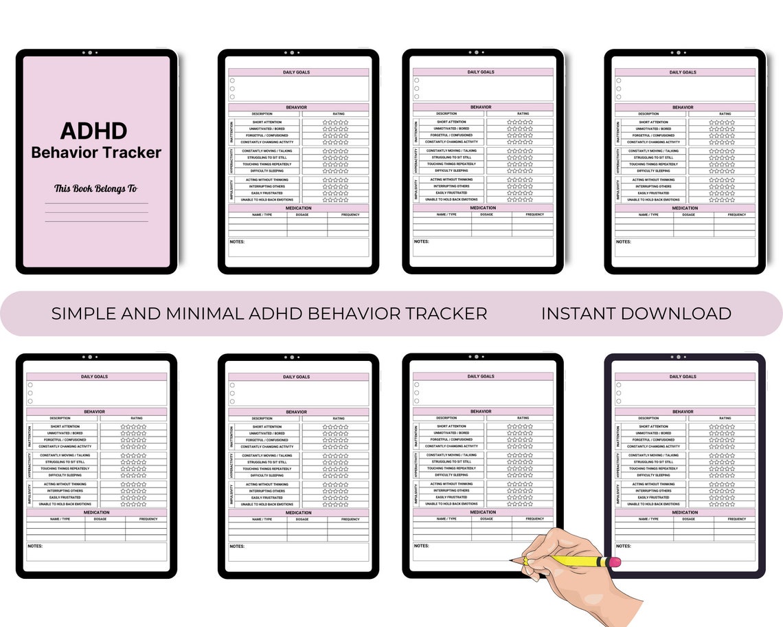 ADHD Behavior Tracker Printable, Daily Behavior Tracker, ADHD Symptom ...
