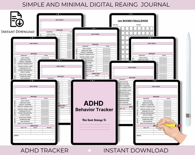ADHD Behavior Tracker Printable, Daily Behavior Tracker, ADHD Symptom ...