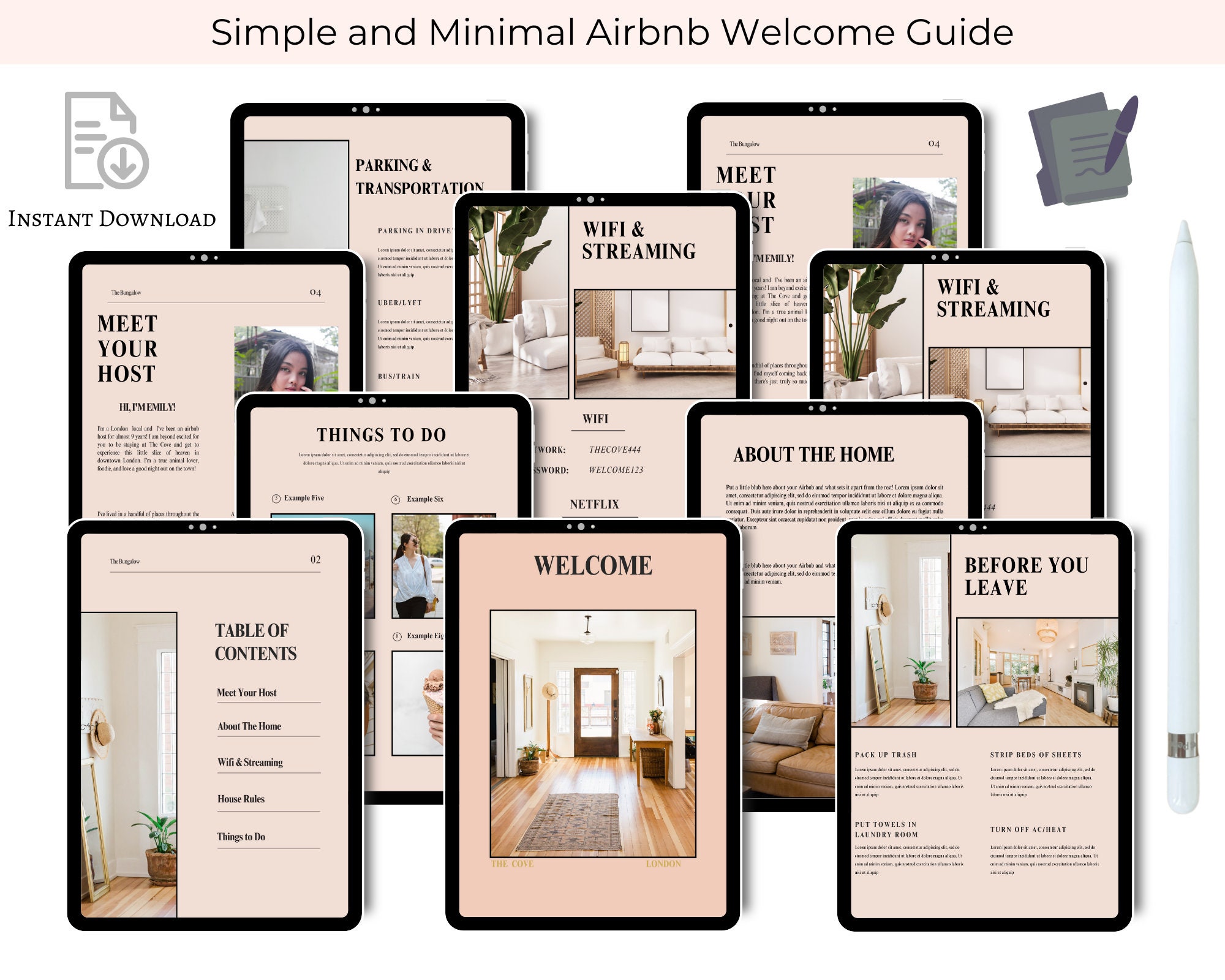 Editable Airbnb Welcome Guide Signage, Printable Short Term Rental ...