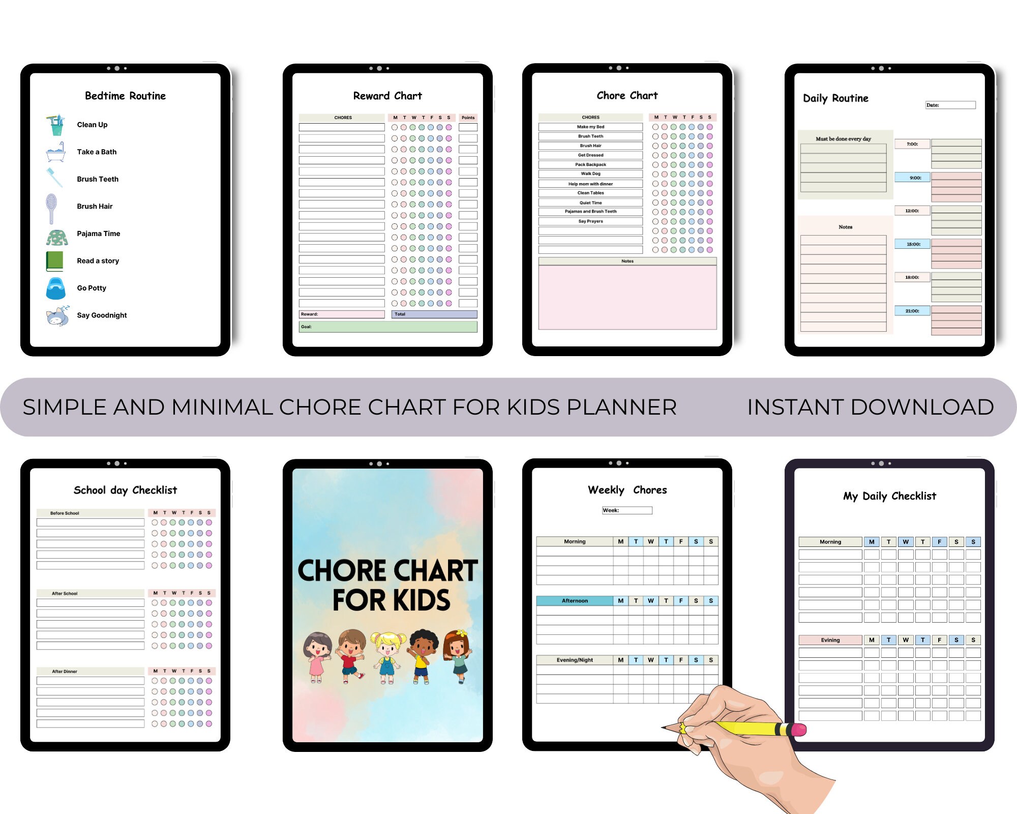 Chore Chart for Multiple Kids Daily Checklist Canva - Etsy