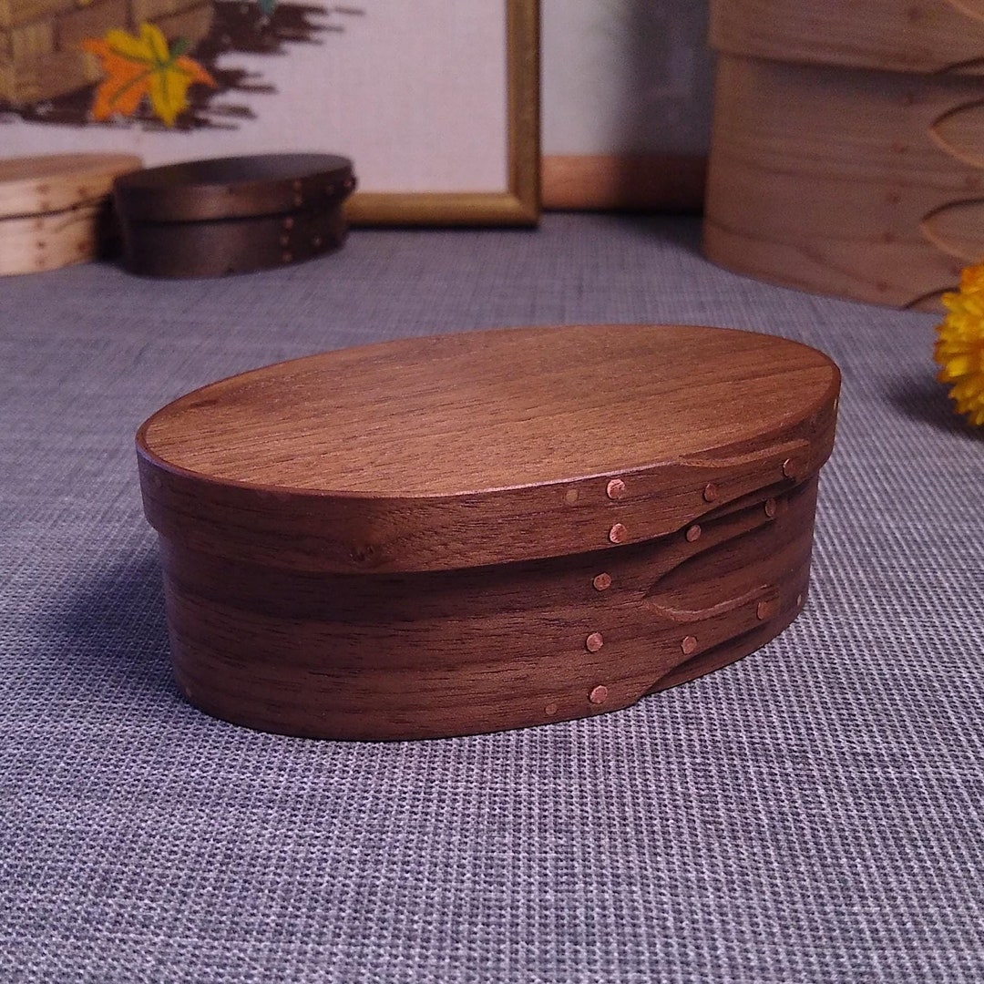 Small Handcrafted Shaker Box in Walnut Wood, 5" Long, Reproduction ...