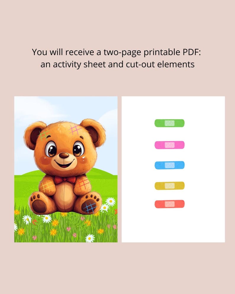 Teddy Bear Color Bandages | Printable Worksheet for Kids | Color ...