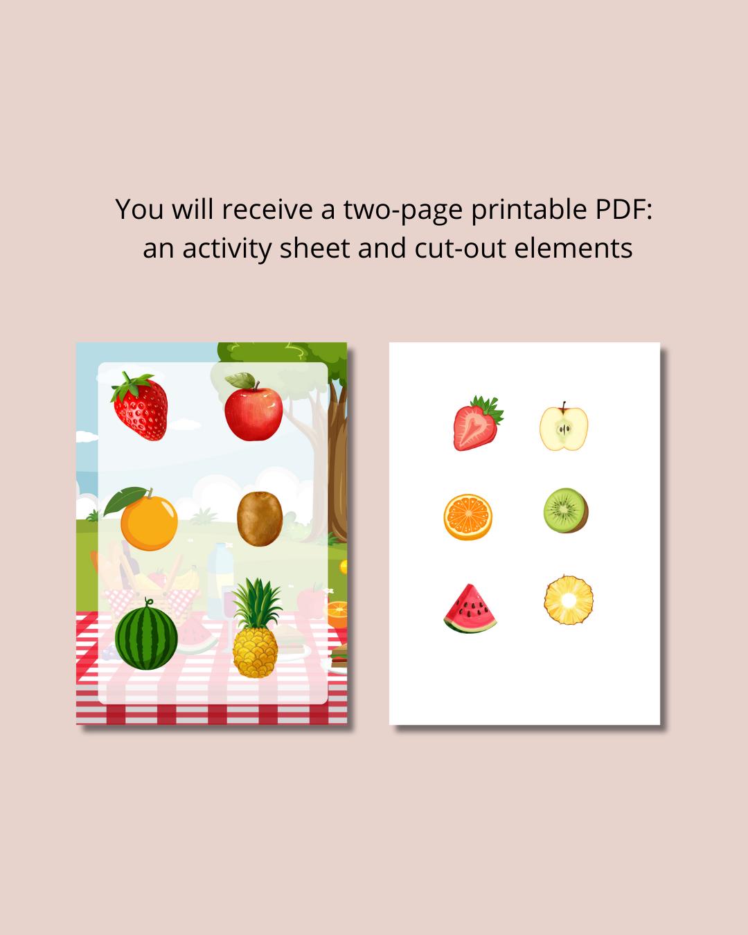 Preschool Activity Sheet - Printable Matching Game: Fruits and Their ...