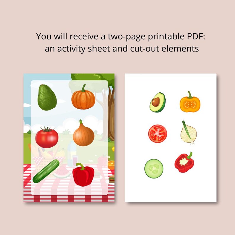 Preschool Activity Sheet - Printable Matching Game: Vegetables and ...