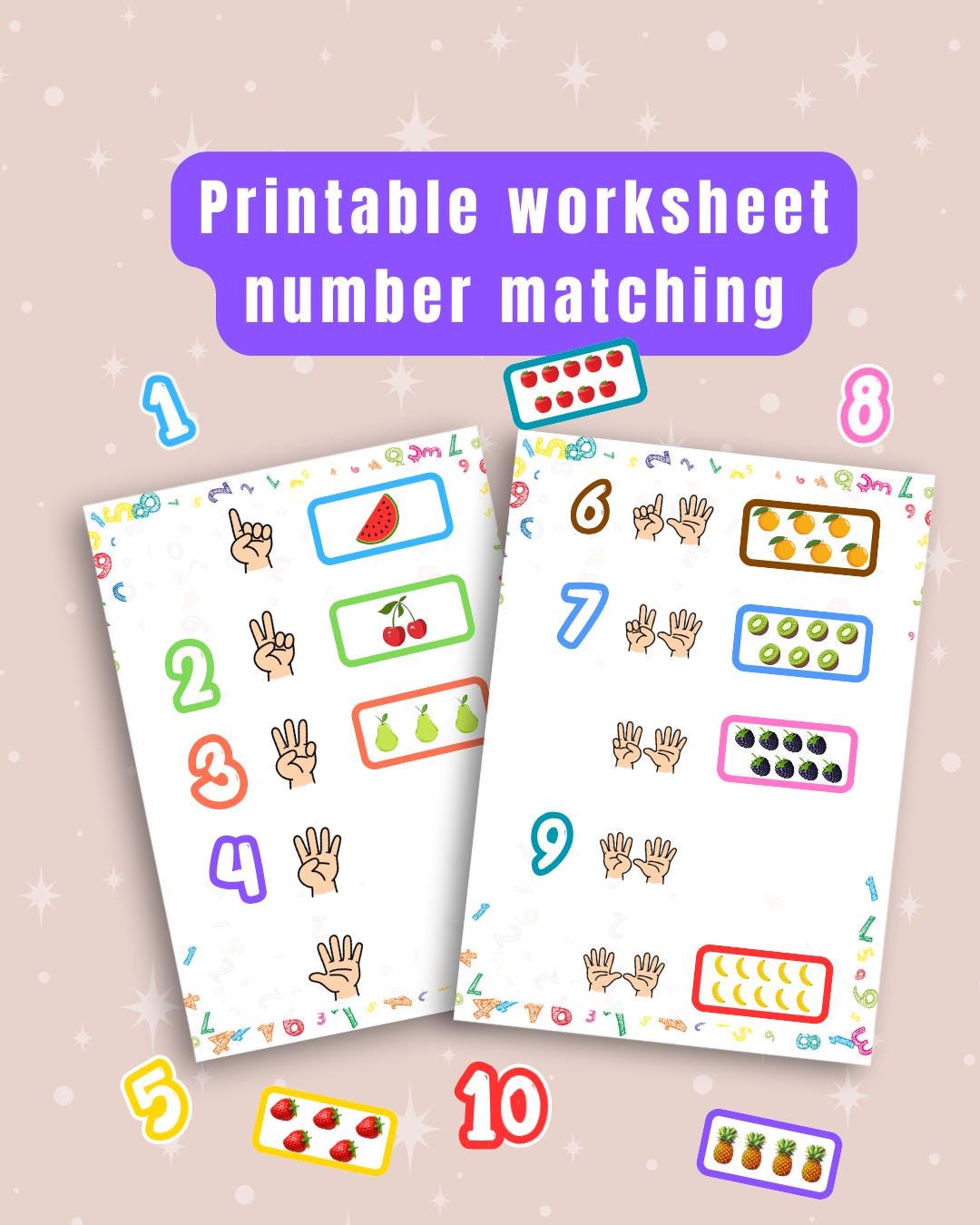 Counting Hands Printable – Numbers 1-10 Matching Game – Preschool Math ...