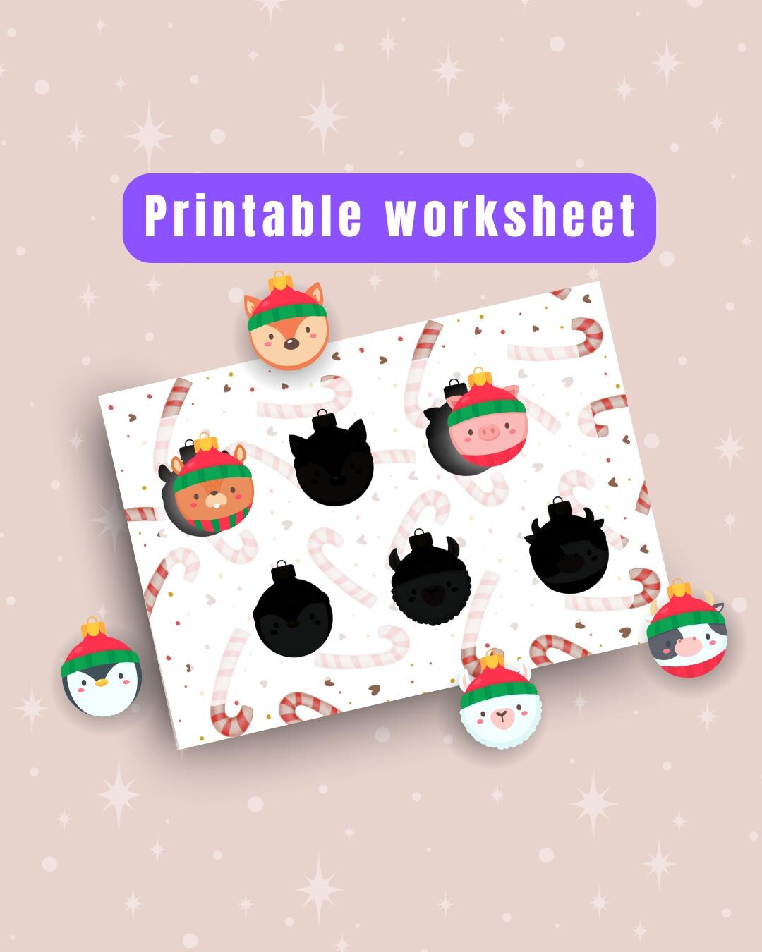 Winter Worksheet for Preschoolers – Match the Ornaments | Shapes ...
