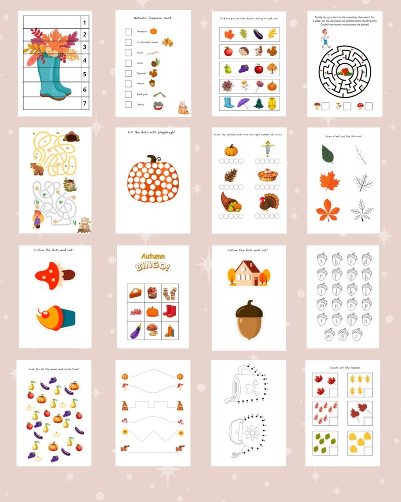 Fall Activity Bundle – 90 Worksheets PDF A4 – Preschool & Early ...