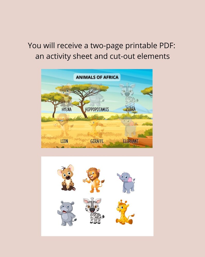 African Animals Shadow Matching – Printable Preschool Activity PDF ...