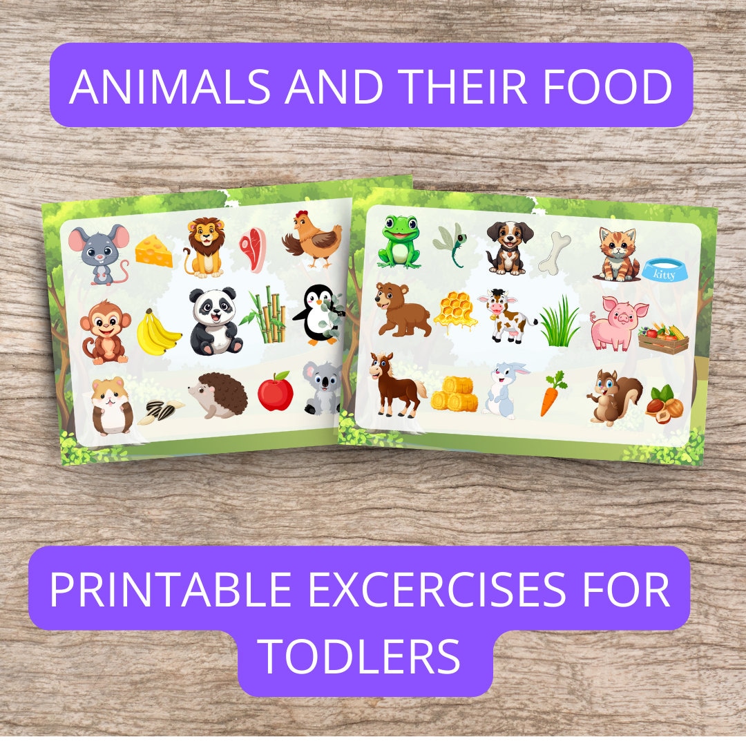 Animals and Their Food, Worksheets for Preschoolers, Activity Book for ...