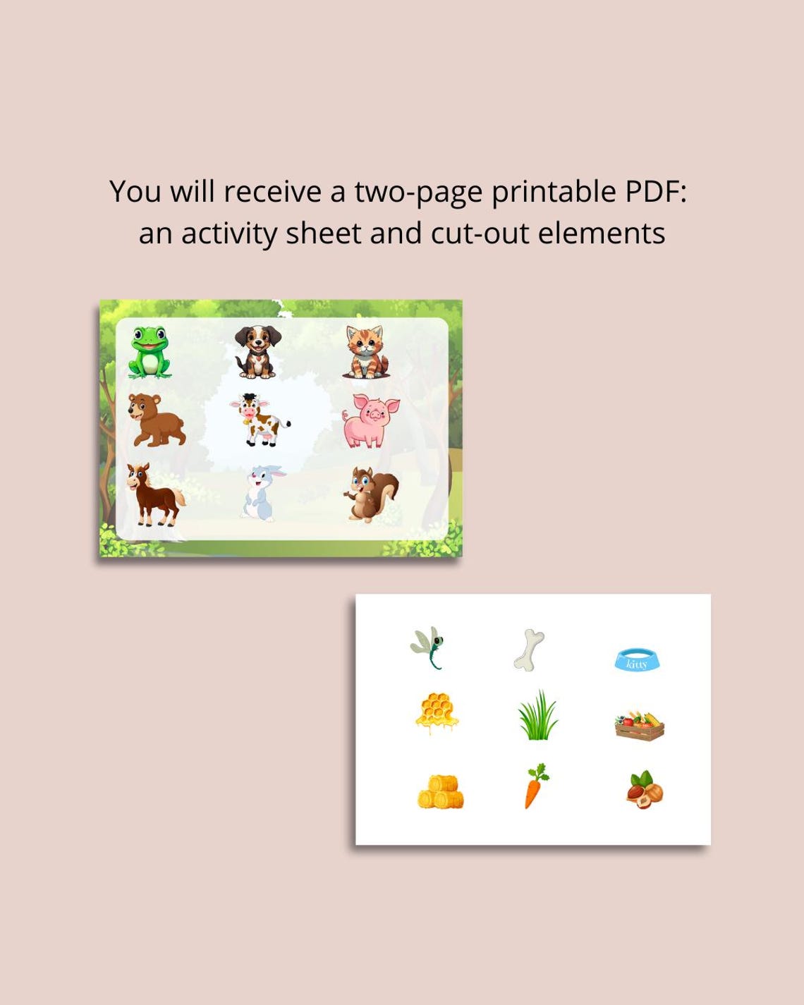 Animal Food Matching Worksheet – Printable PDF for Kids, Fun and ...