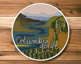 Columbia River Gorge Vinyl Sticker / Multnomah Falls Sticker / Laptop ...