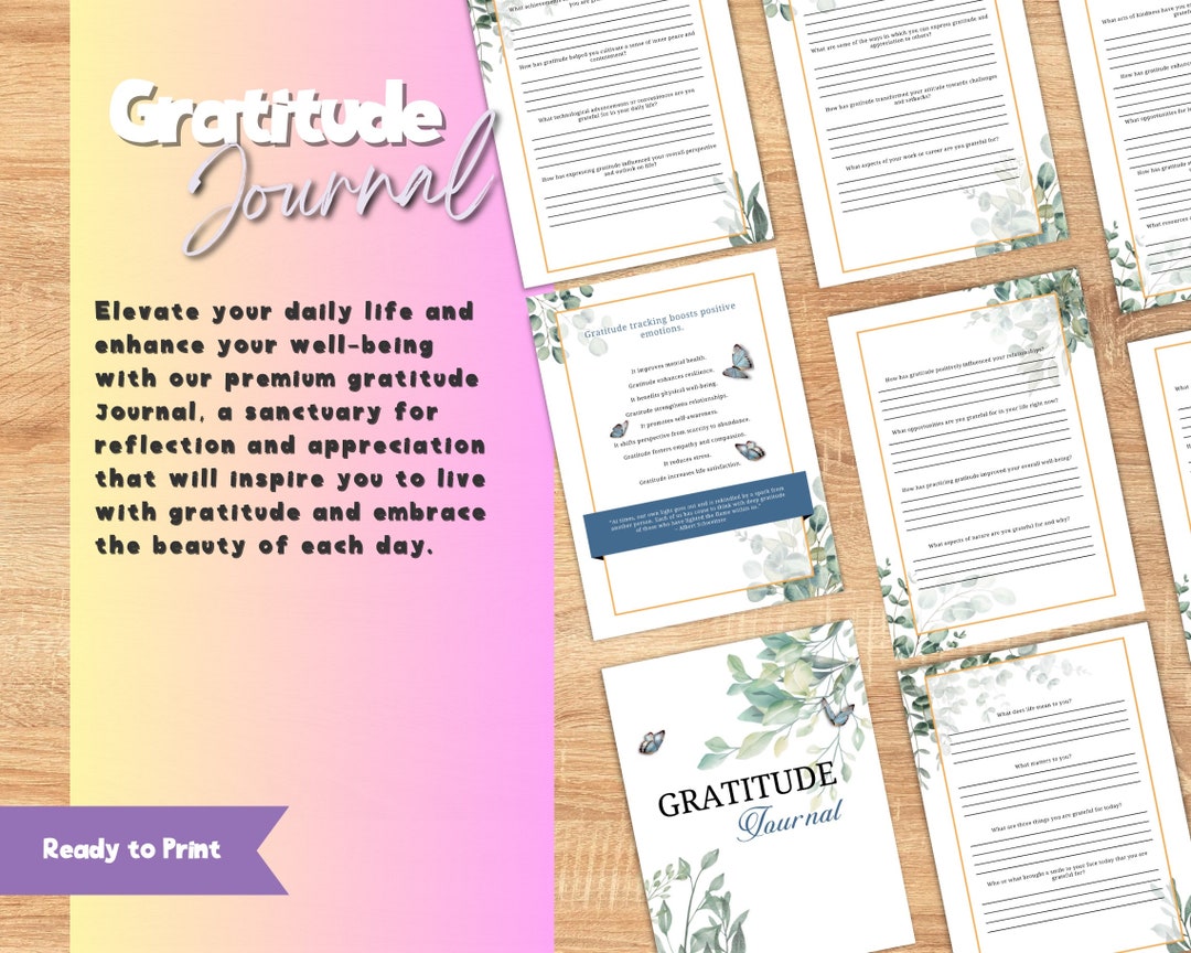 Printable Gratitude Journal Mindfulness Log Gratitude Prompts Self Care ...