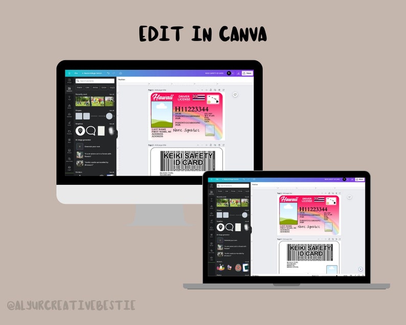 Hawaii Keiki ID Card, Child Id Card TEMPLATE for Child Safety, Custom ...