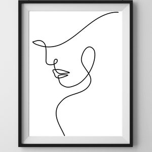 Line Art Women Side Profile - Etsy