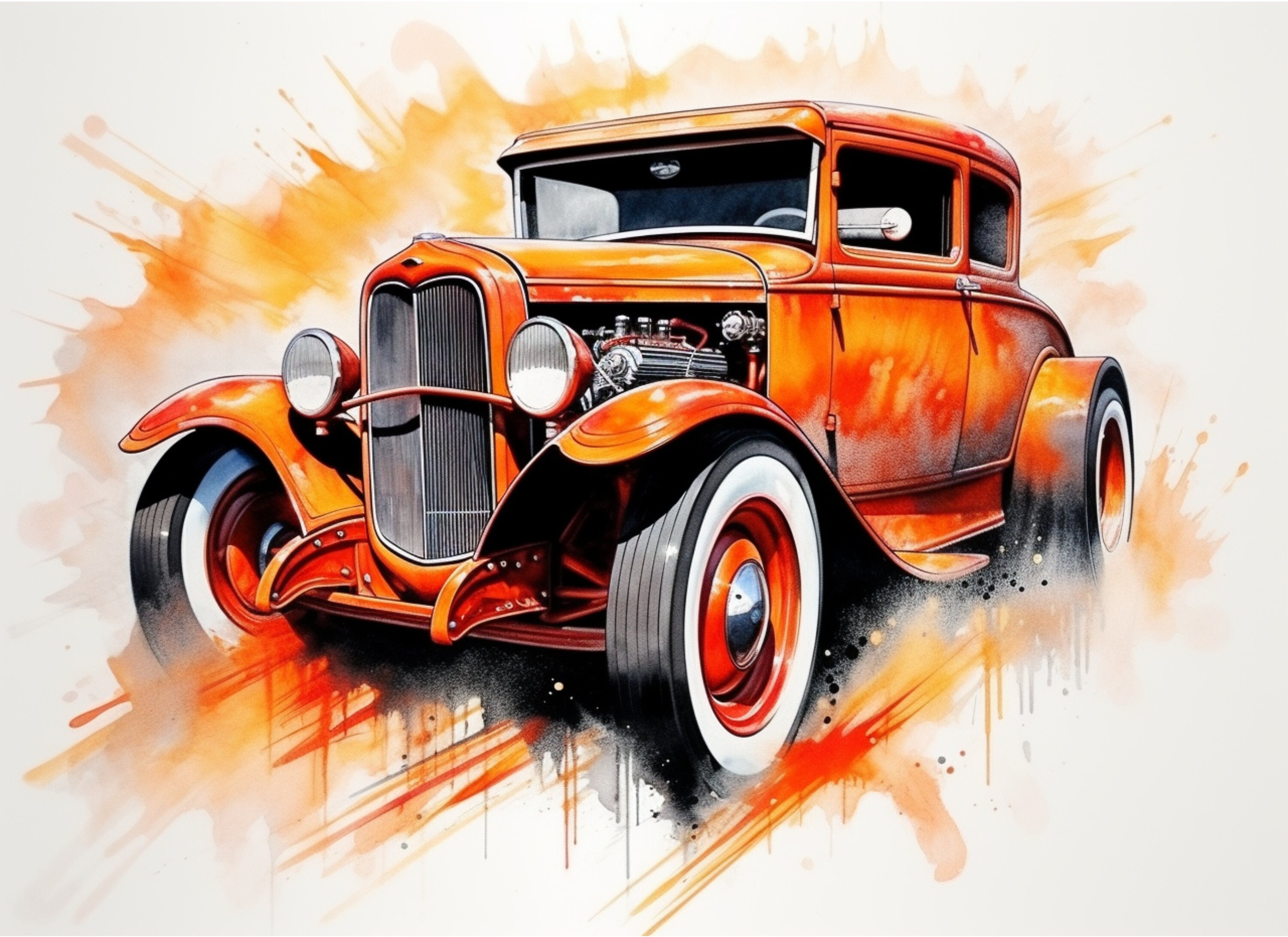 1930s Hot Rod Clipart: Vintage Custom Car Art (PNG & PDF) - Etsy