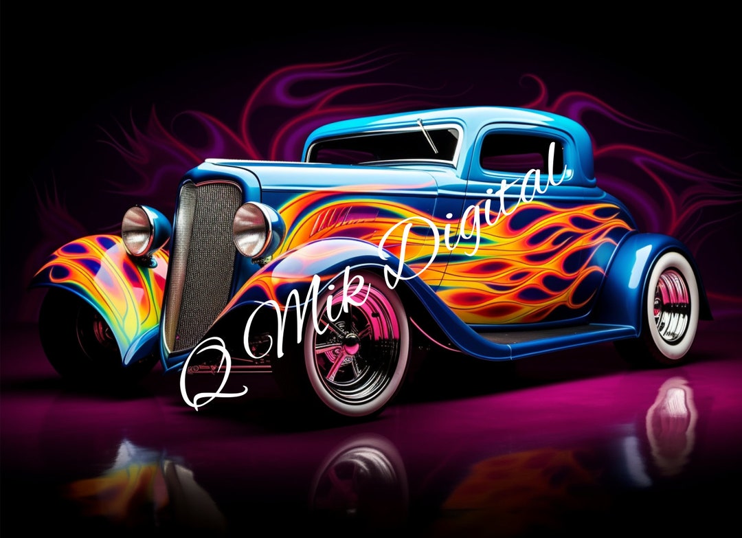 Blue Flamed Hot Rod Image: PNG & SVG (digital Download) - Etsy