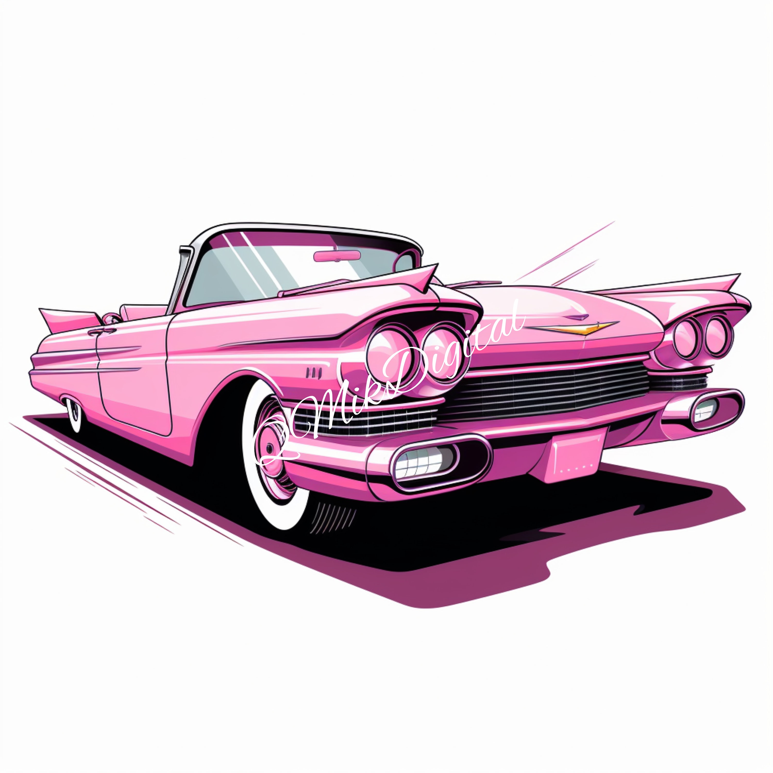 Cartoon Pink Convertible. Downloadable Image. Any Use Personal or ...