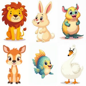 400 Quirky Cartoon Animal Clipart Images: PNG With White Background ...