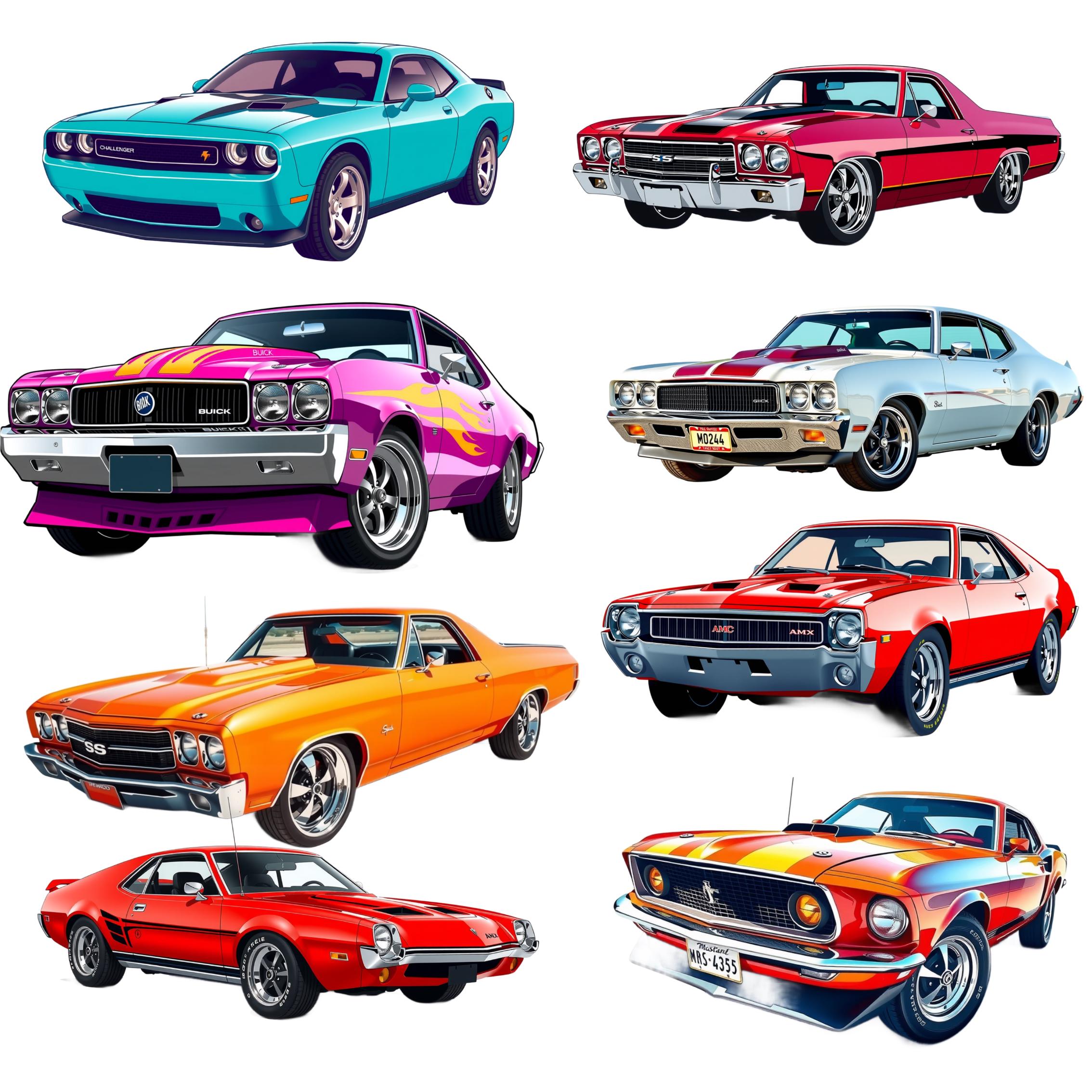 100 Classic American Muscle Car Pngs – 300DPI, Transparent Backgrounds ...