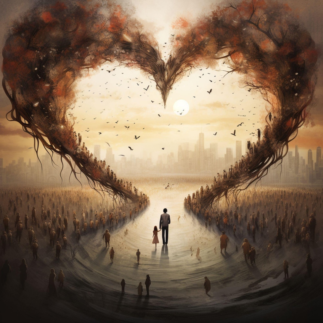Dystopian World Watercolor Print: Heart of the People (PNG Digital ...