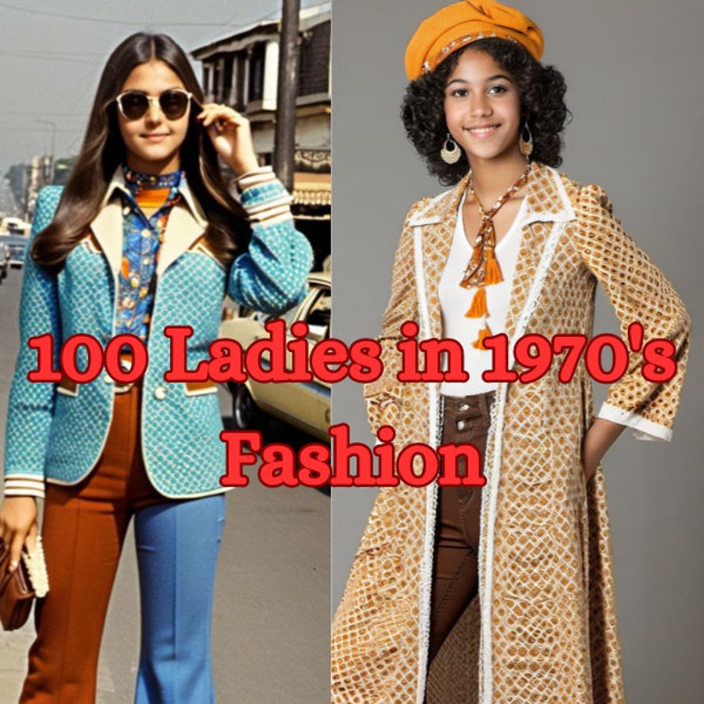 1970s Fashion PNG Images: Ladies Digital Art (300dpi) - Etsy