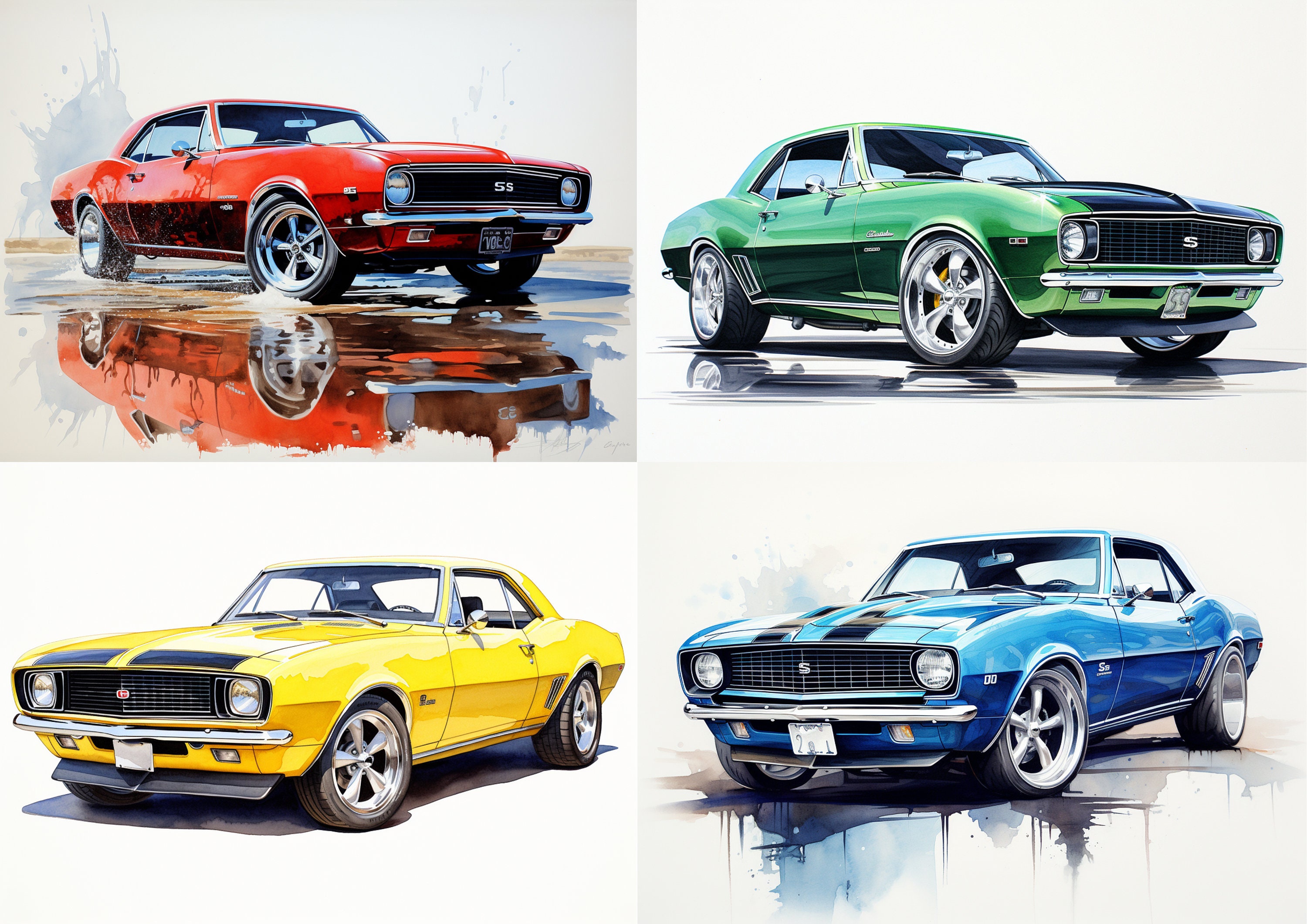 1967 Camaro Watercolor Art: 300 DPI PNG Images (digital Download) - Etsy