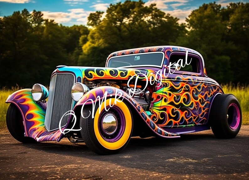 Hot Rod With Psychedelic Paint. Downloadable Image. Any Use Personal or ...