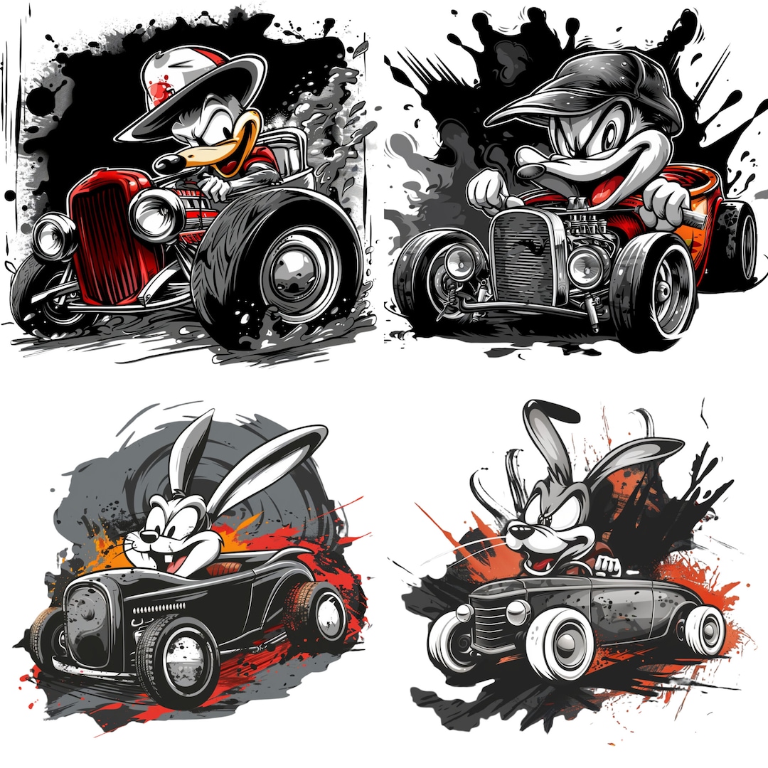 Looney Cartoon Hot Rods: Downloadable PNG & JPG Images - Etsy