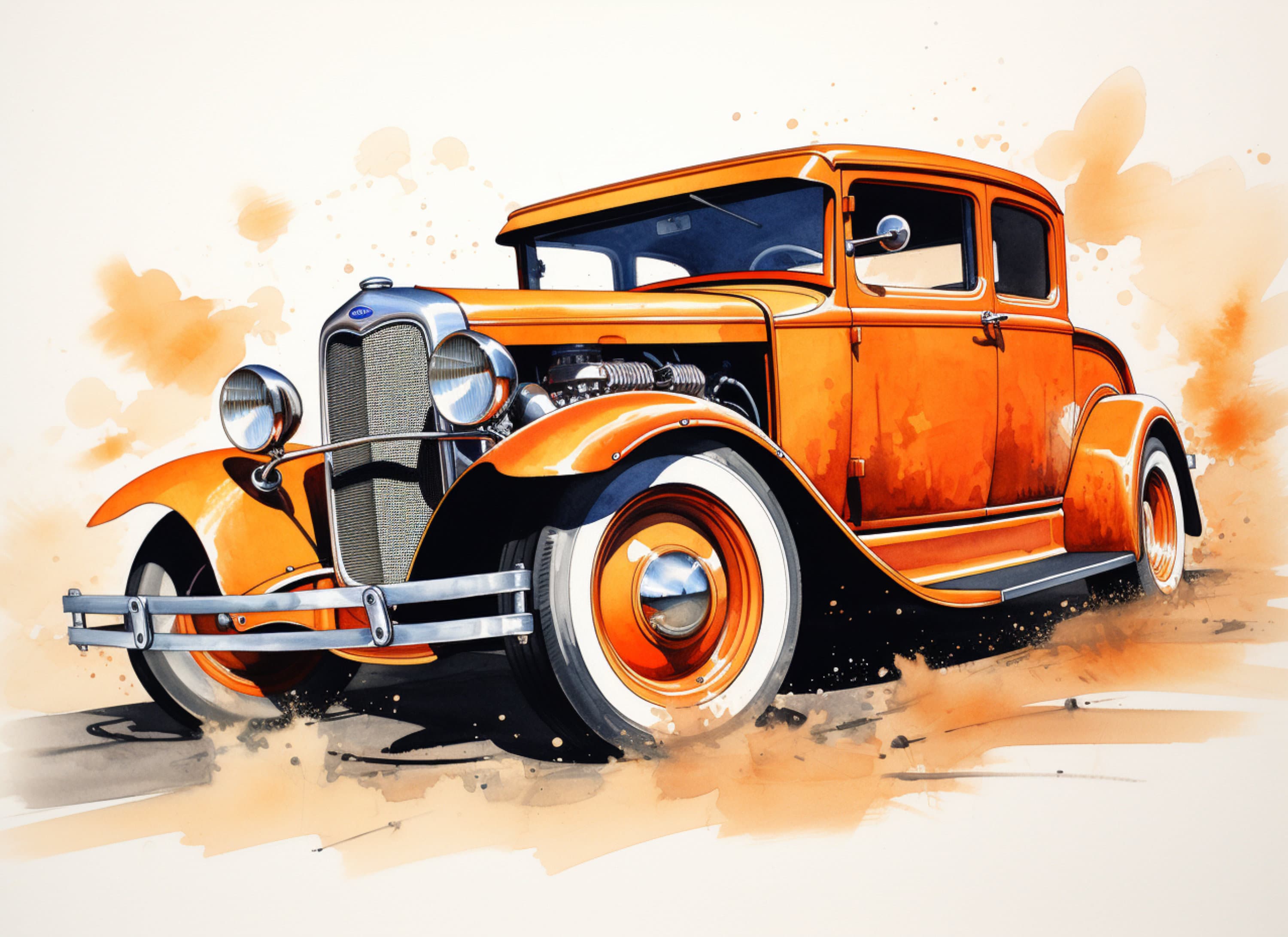 1930s Hot Rod Clipart: Vintage Custom Car Art (PNG & PDF) - Etsy