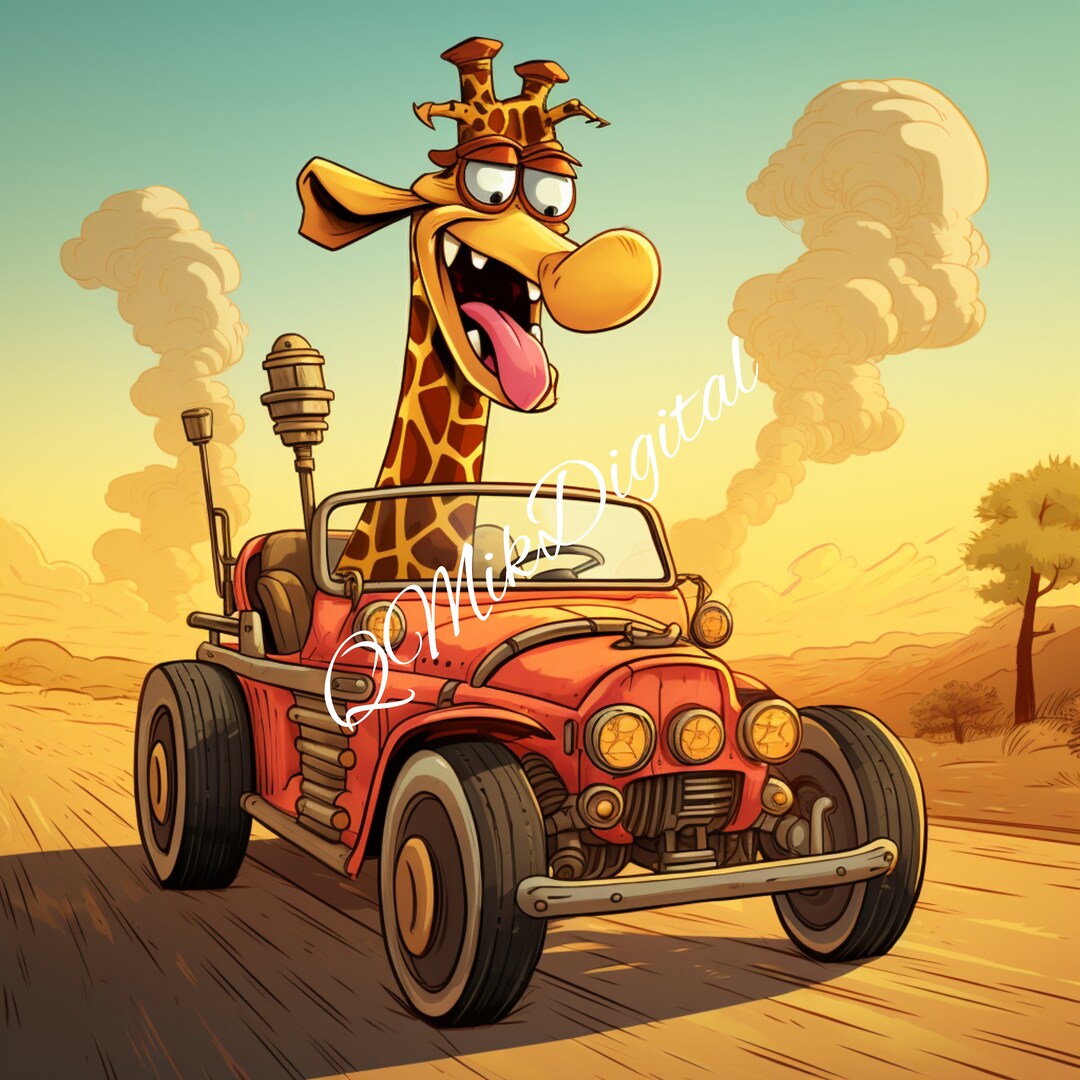 Giraffe Driving A Hot Rod. Downloadable Image. Any Use - Etsy