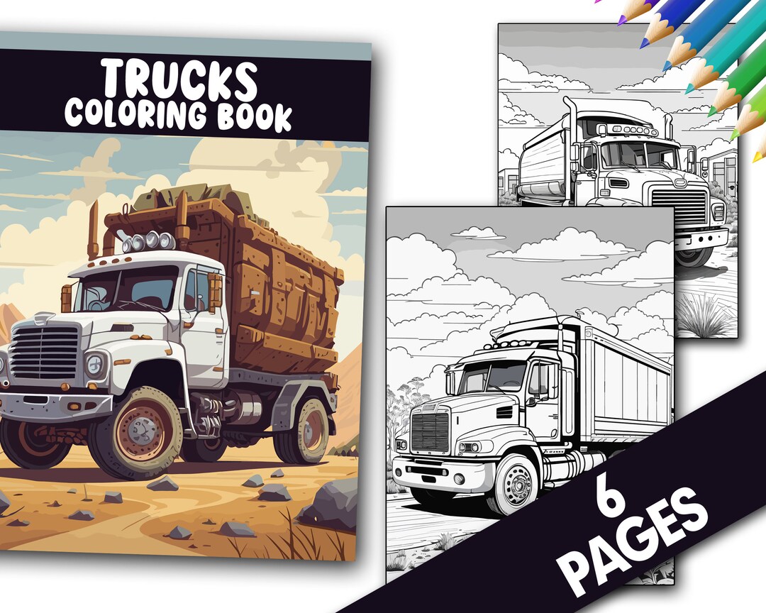 Trucks Coloring Book Instant Download Digital Coloring Pages - Etsy