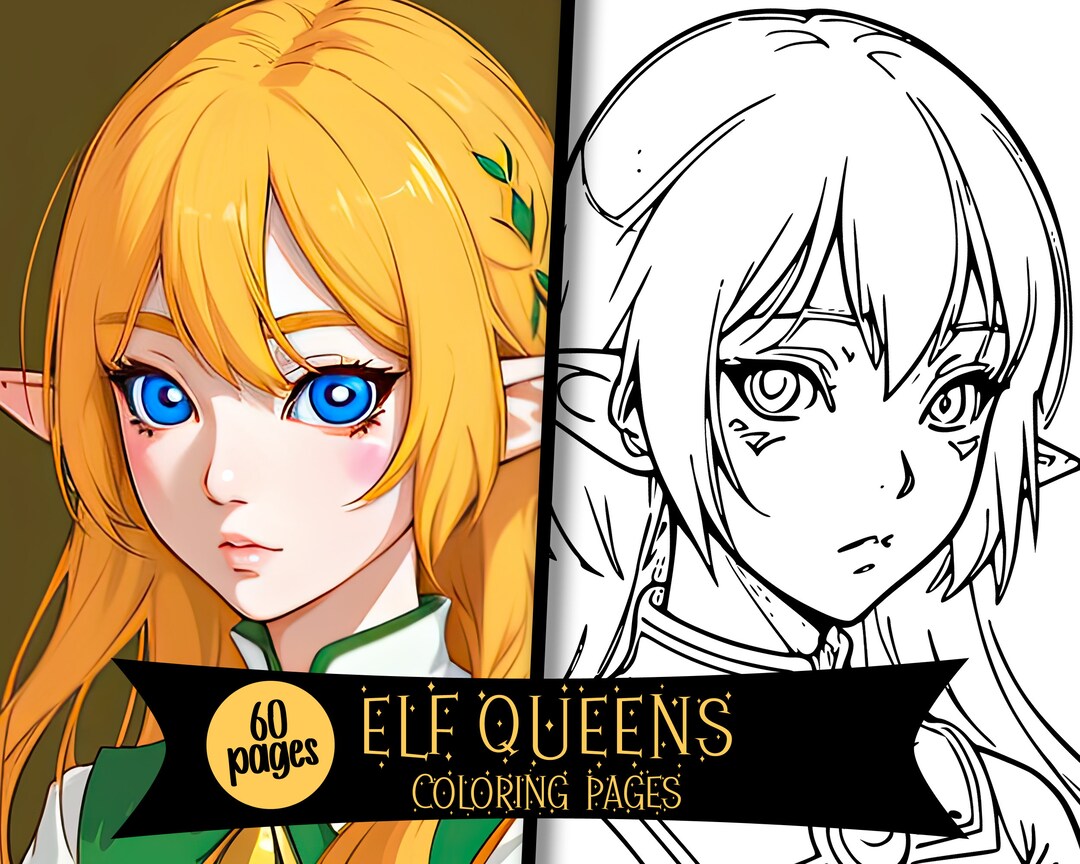 60 Beautiful Elf Queens Coloring Pages for Adults, Printable Magical ...