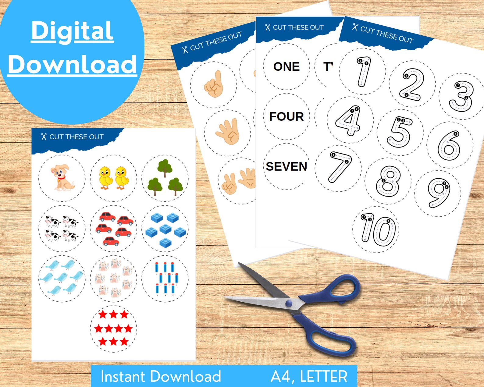 Number Matching, Number Printable, Counting Activity, Learning Numbers ...