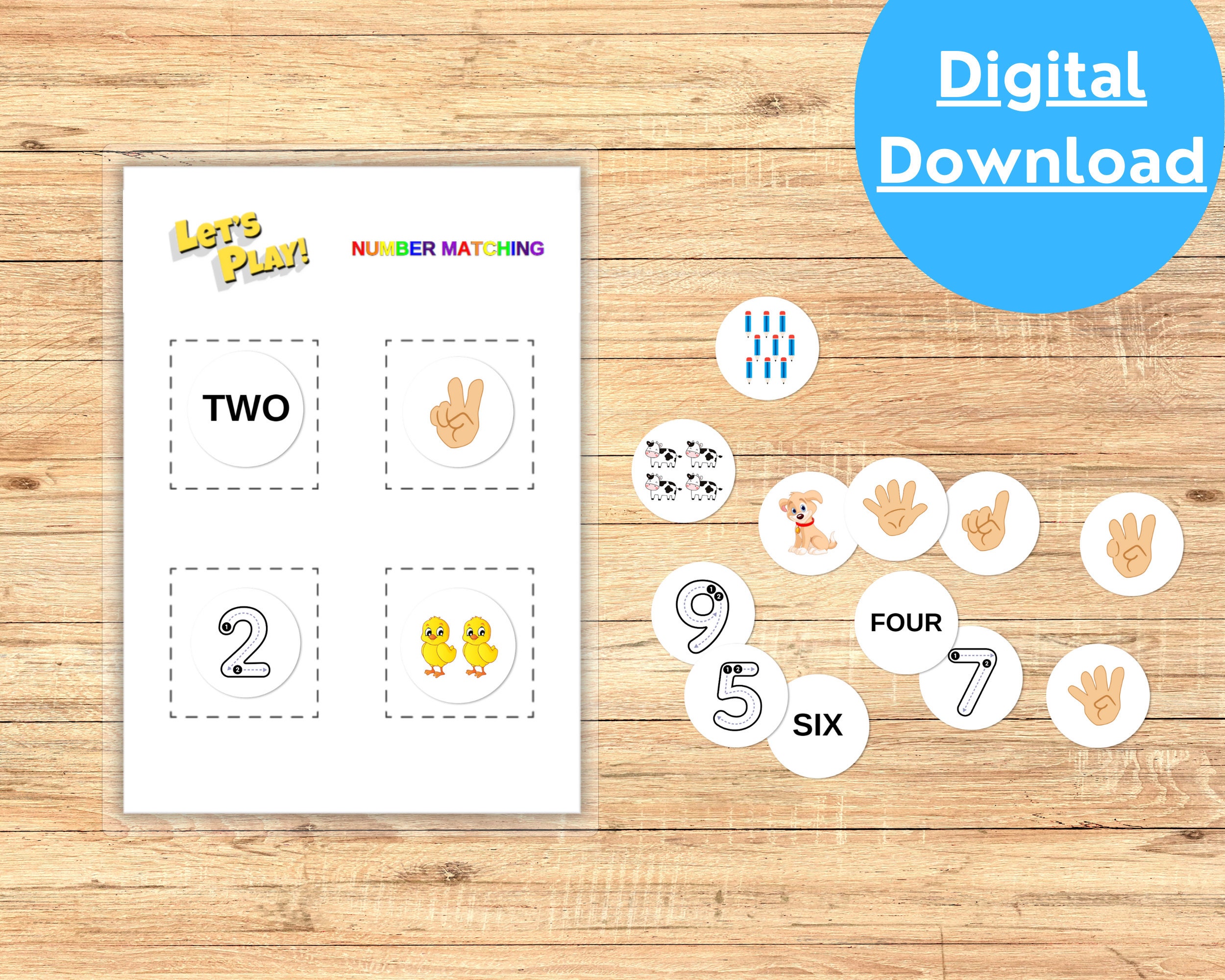 Number Matching, Number Printable, Counting Activity, Learning Numbers ...