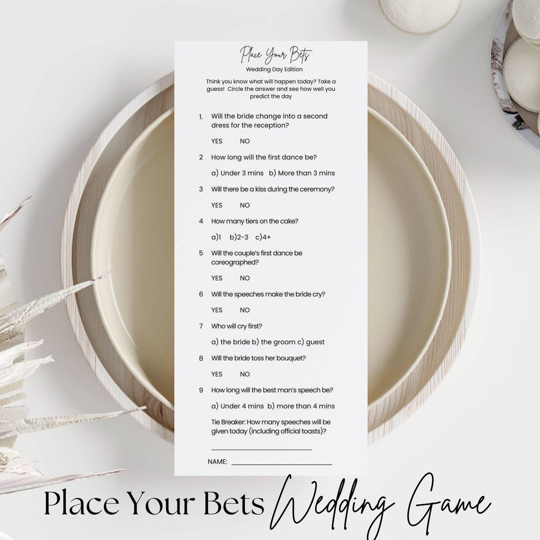 Place Your Bets Wedding Game, Fun Wedding Activity, Unique Bridal ...